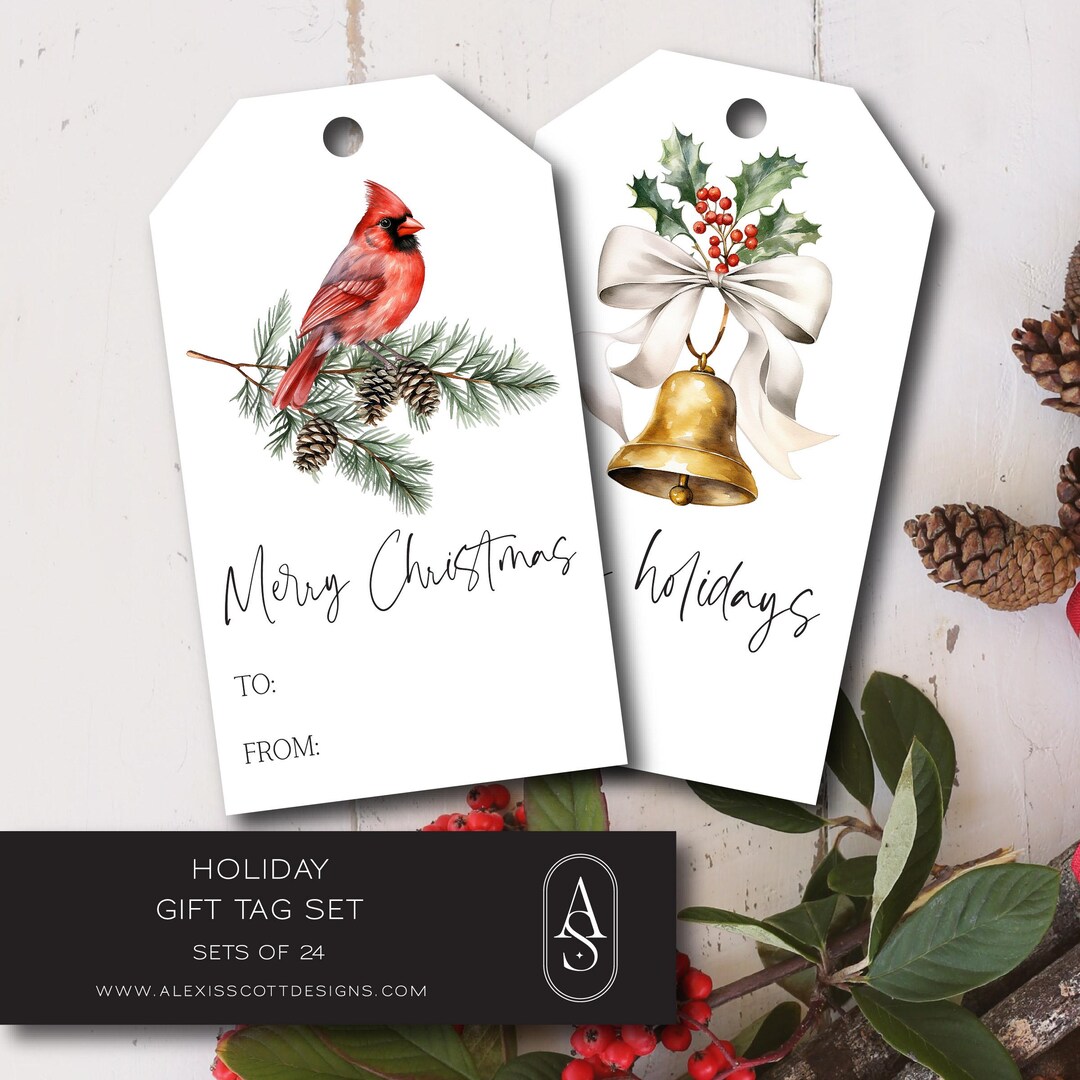Custom Christmas Gift Tags | Watercolor Christmas Tags | Personalized ...