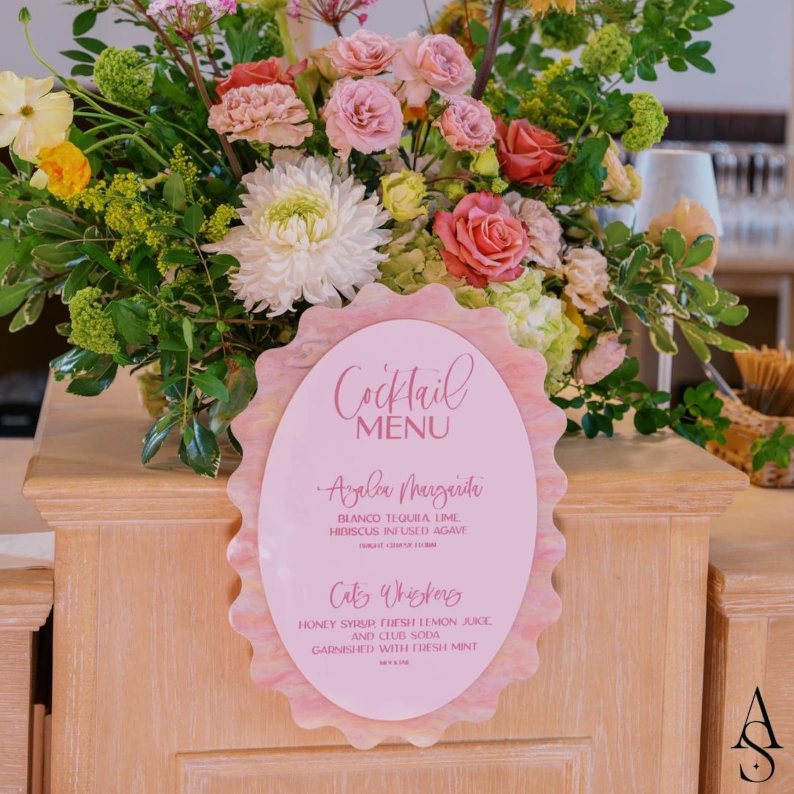 Layered Acrylic Bar Menu Sign: Wavy Border Wedding Decor - Etsy