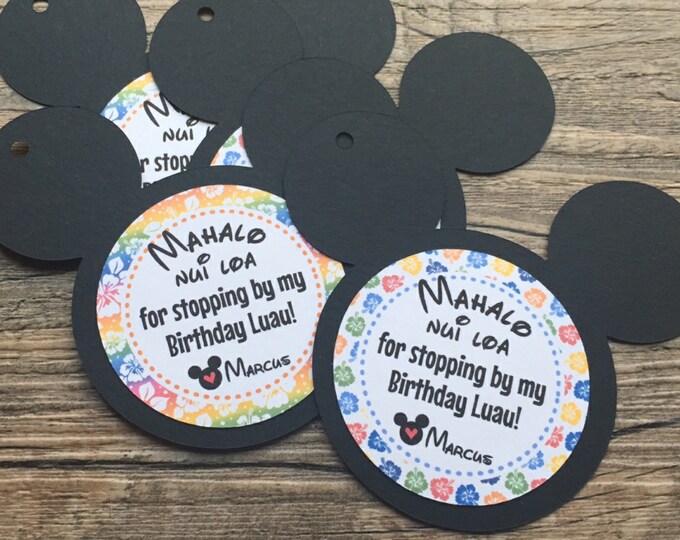 Hawaiian Mickey Mouse Favor Tags Tropical Mickey Party - Etsy