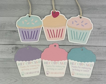 Cupcake Birthday Party Stickers or Favor Tags, Cupcake Birthday ...