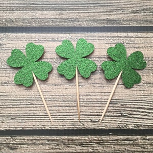 Clover Cupcake Toppers - St Patrick's Day Cupcake Toppers - Shamrock ...