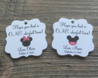 Mickey Mouse FIRST BIRTHDAY Favor Tags Thank You Tags Gift | Etsy