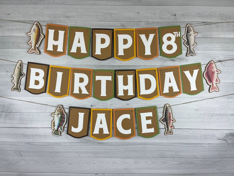 FISH Birthday Banner - Vintage Fish Banner - Realistic Fish - Fishing ...