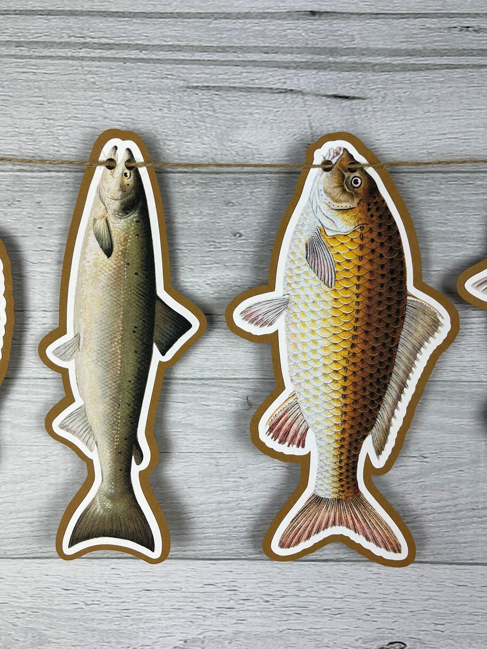 FISH Garland - Vintage Fish Garland - Realistic Fish Banner - Fishing ...