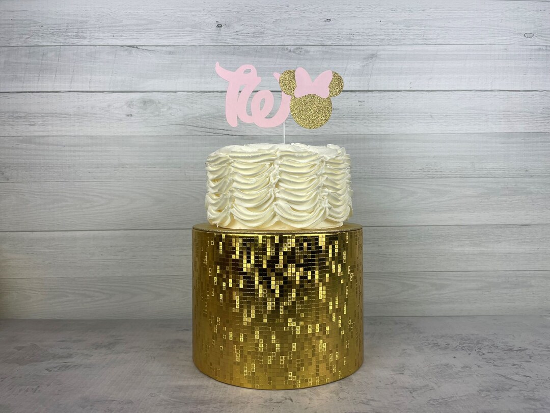 Minnie Cake Topper - One or Two Cake Topper - Pink/gold Minnie Birthday ...