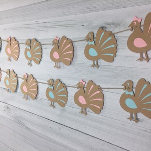 Turkey Gender Reveal Garland - Thanksgiving Baby Shower - Little Turkey ...