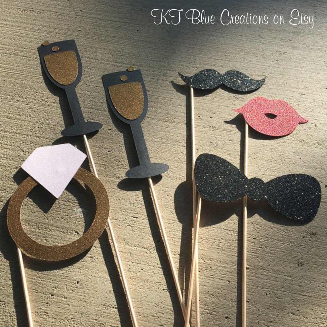 GLITTER Wedding Photo Props - Set of 6 - Photo Booth Props, Engagement ...