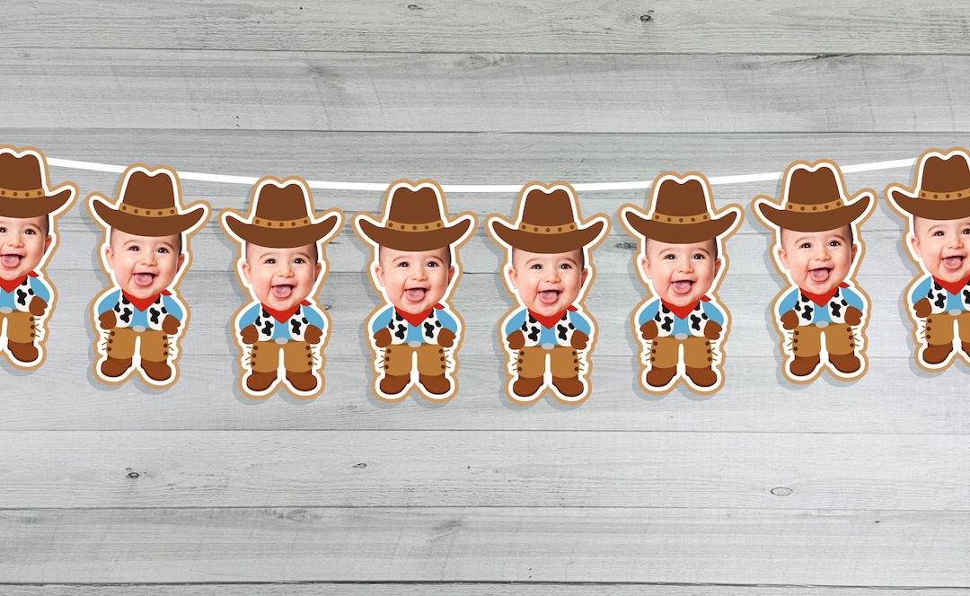 Cowboy Photo Face Banner - Cowboy Face Garland - Western Birthday Party ...