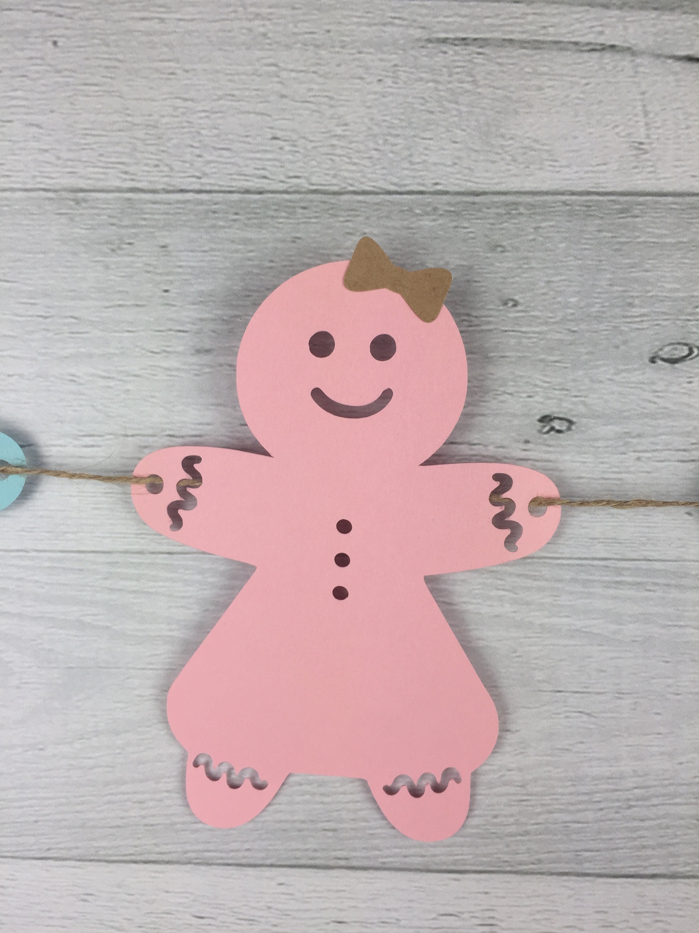 Gingerbread Gender Reveal Garland - Boy or Girl Shower - Pink/blue ...