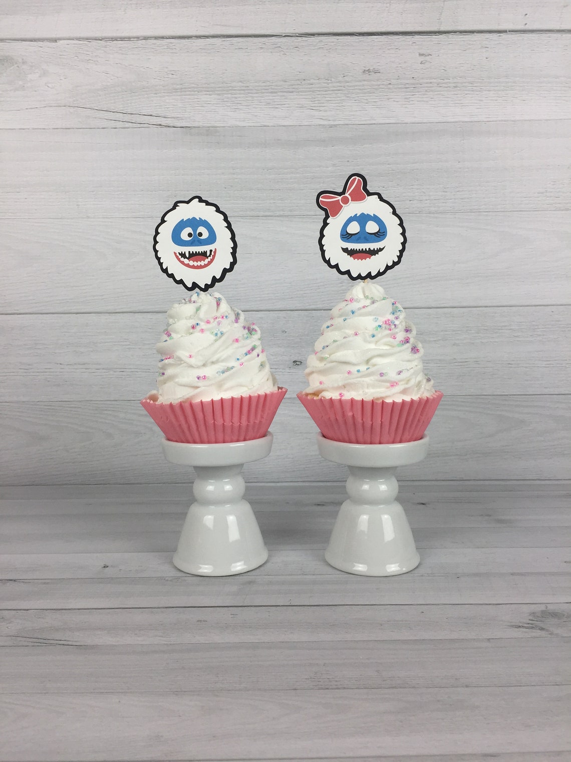 Yeti Cupcake Toppers -yeti Gender Reveal Shower -boy Yeti -girl Yeti ...
