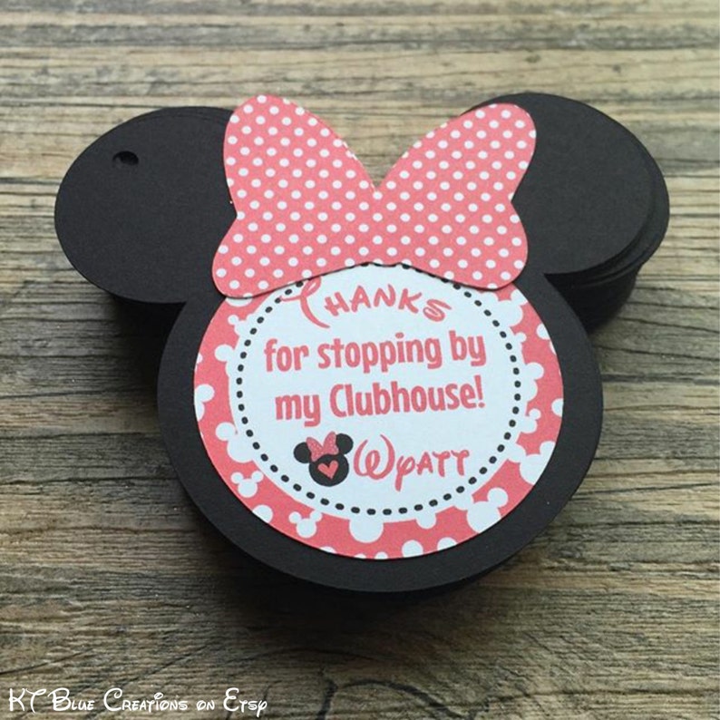 Minnie Birthday Party Tags Minnie Favor Tags Red/black - Etsy