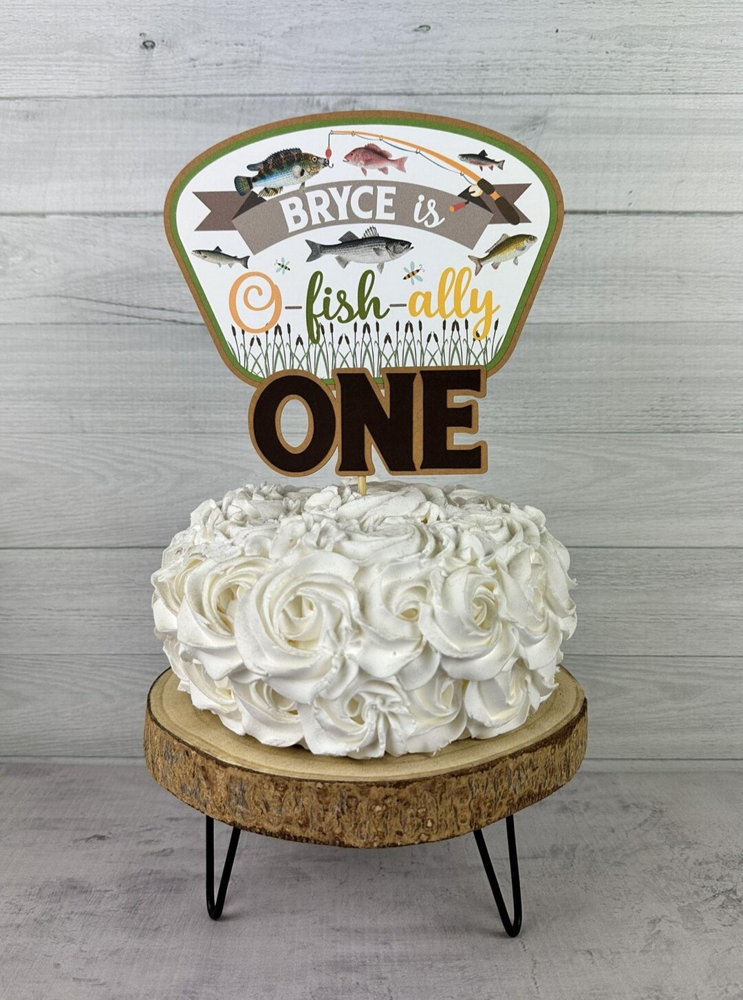OFISHALLY "age" Cake Topper - Vintage Fish Cake Topper - Custom Name ...