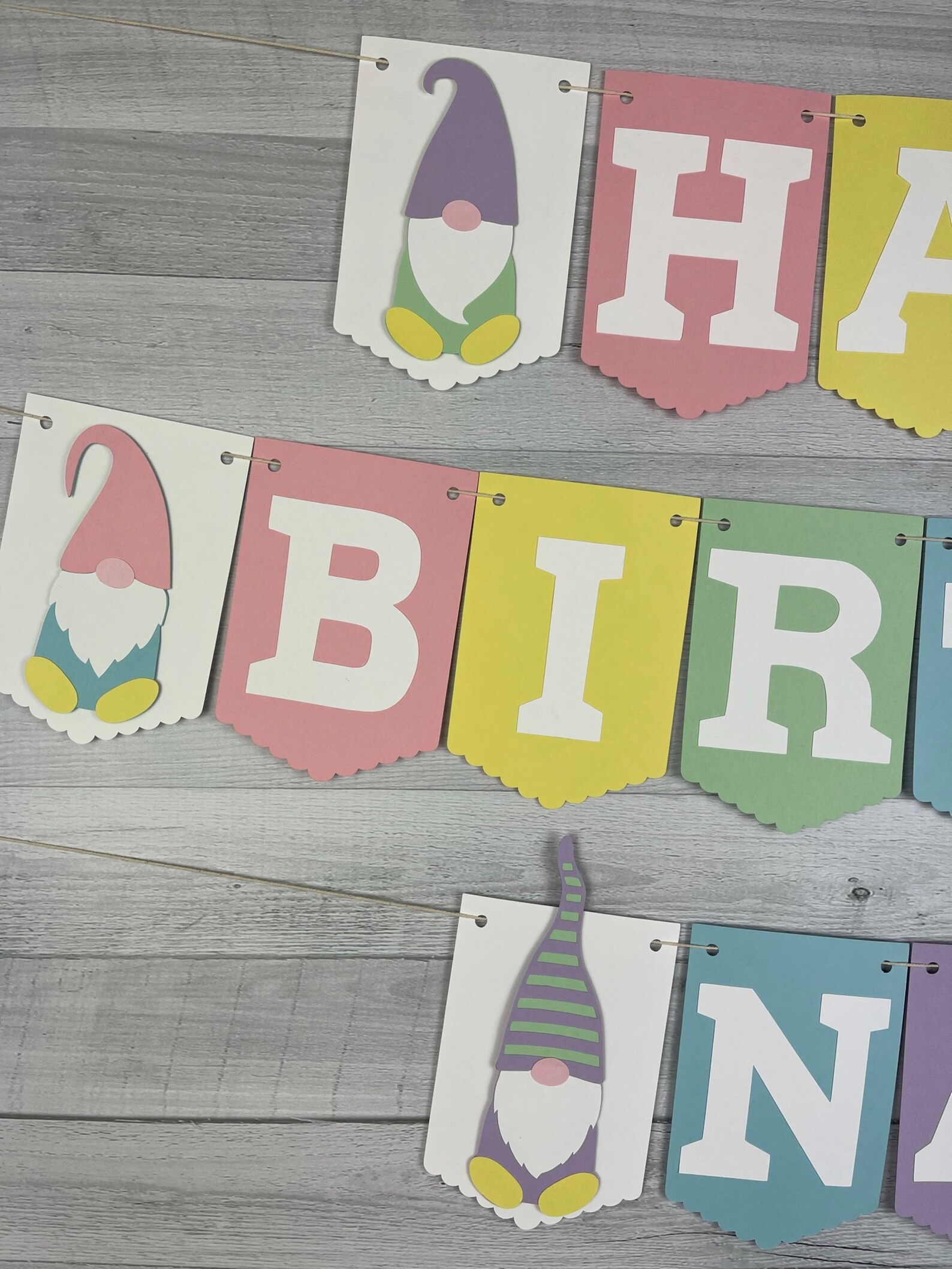 Pastel Gnome Birthday Banner Cute Gnomes Gnome Birthday - Etsy