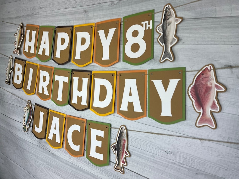 FISH Birthday Banner - Vintage Fish Banner - Realistic Fish - Fishing ...
