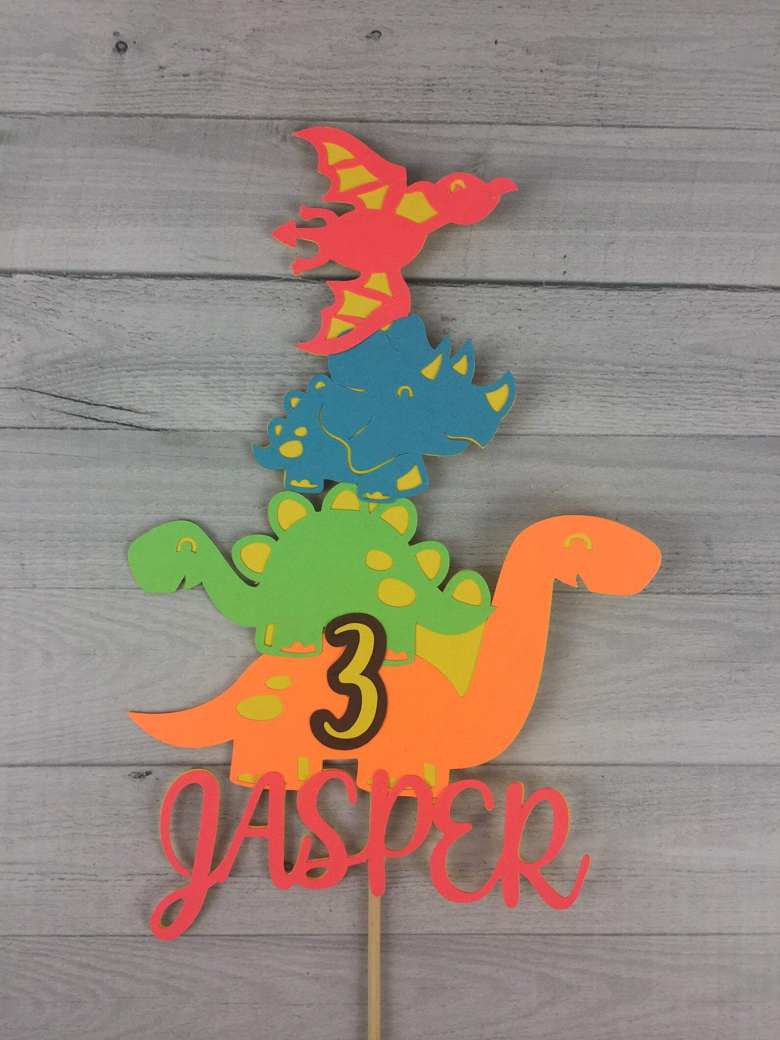 DINOSAUR Cake Topper Stacked Dinosaurs Cake Topper | Etsy