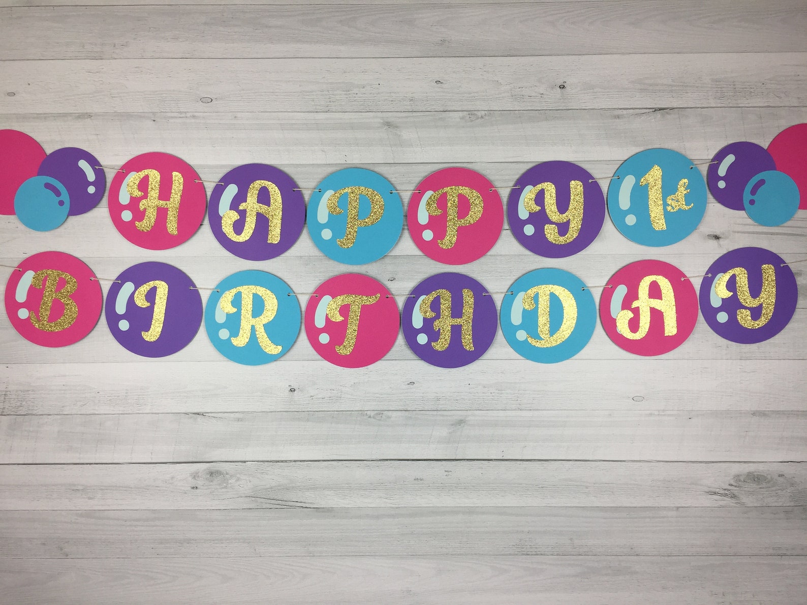 Bubbles Birthday Banner Bubble Birthday Girl Bubble Party | Etsy