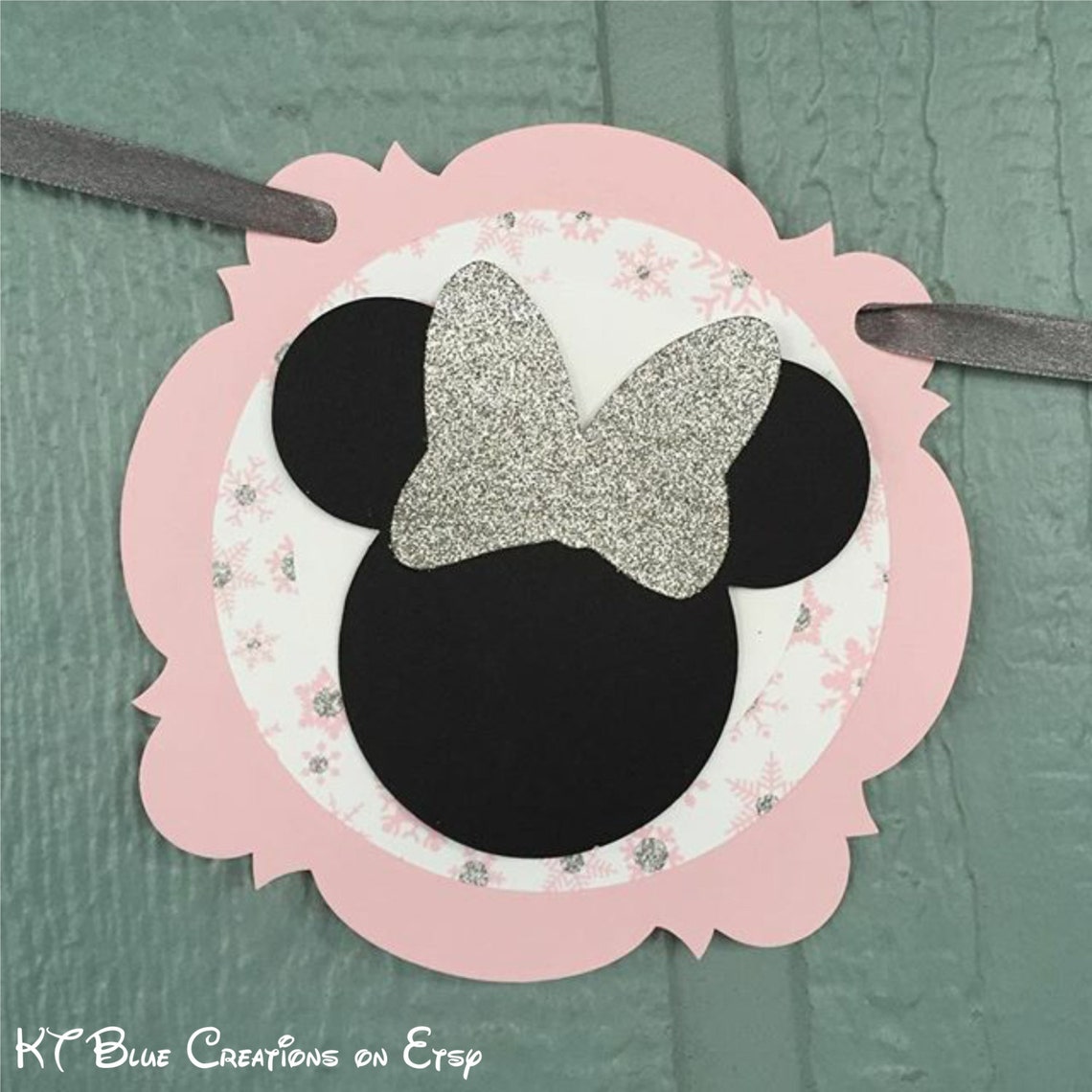Silver GLITTER & Pale Pink MINNIE Mouse "winter Onederland" Banner ...