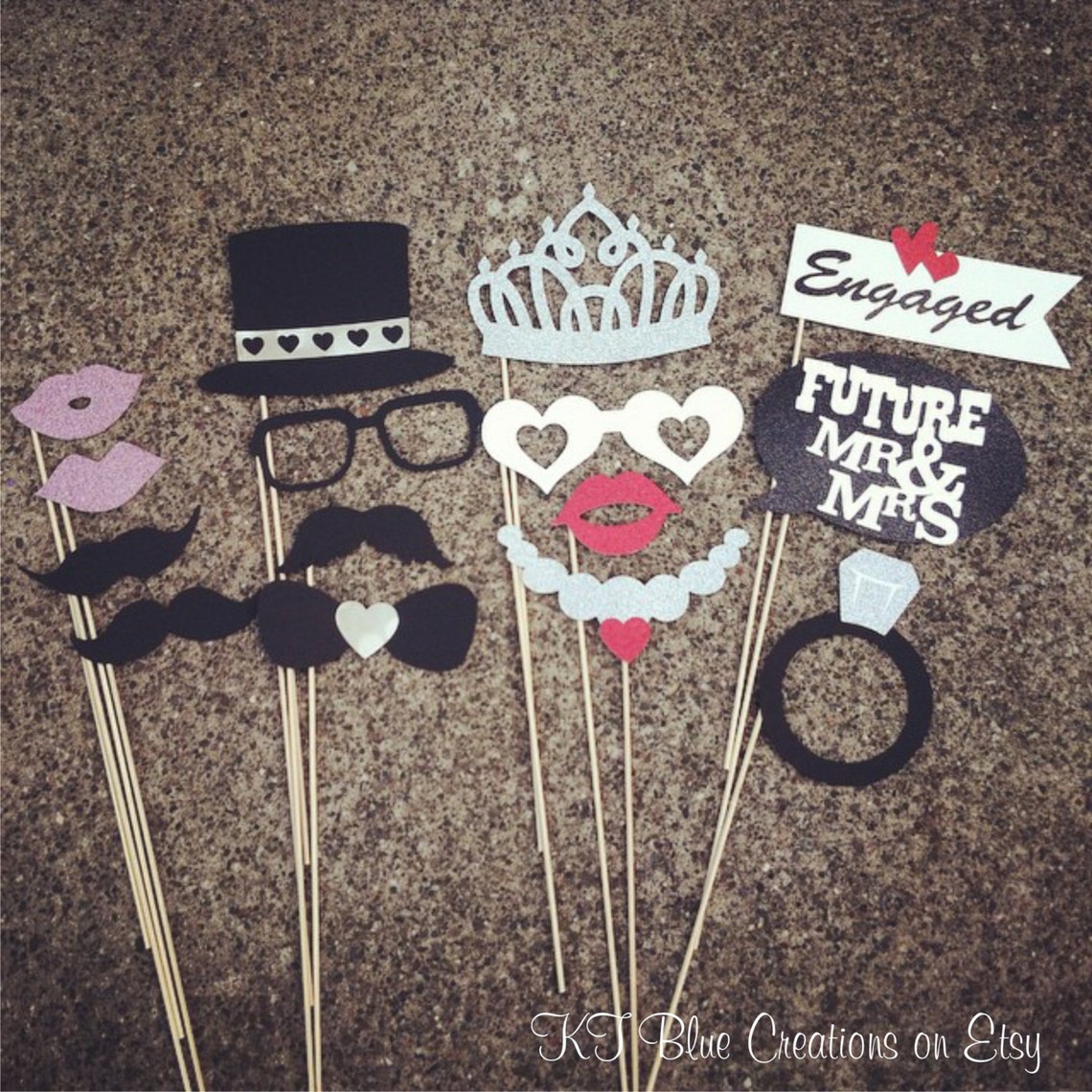 Engagement GLITTER Photo Props Engagement Party Bridal - Etsy