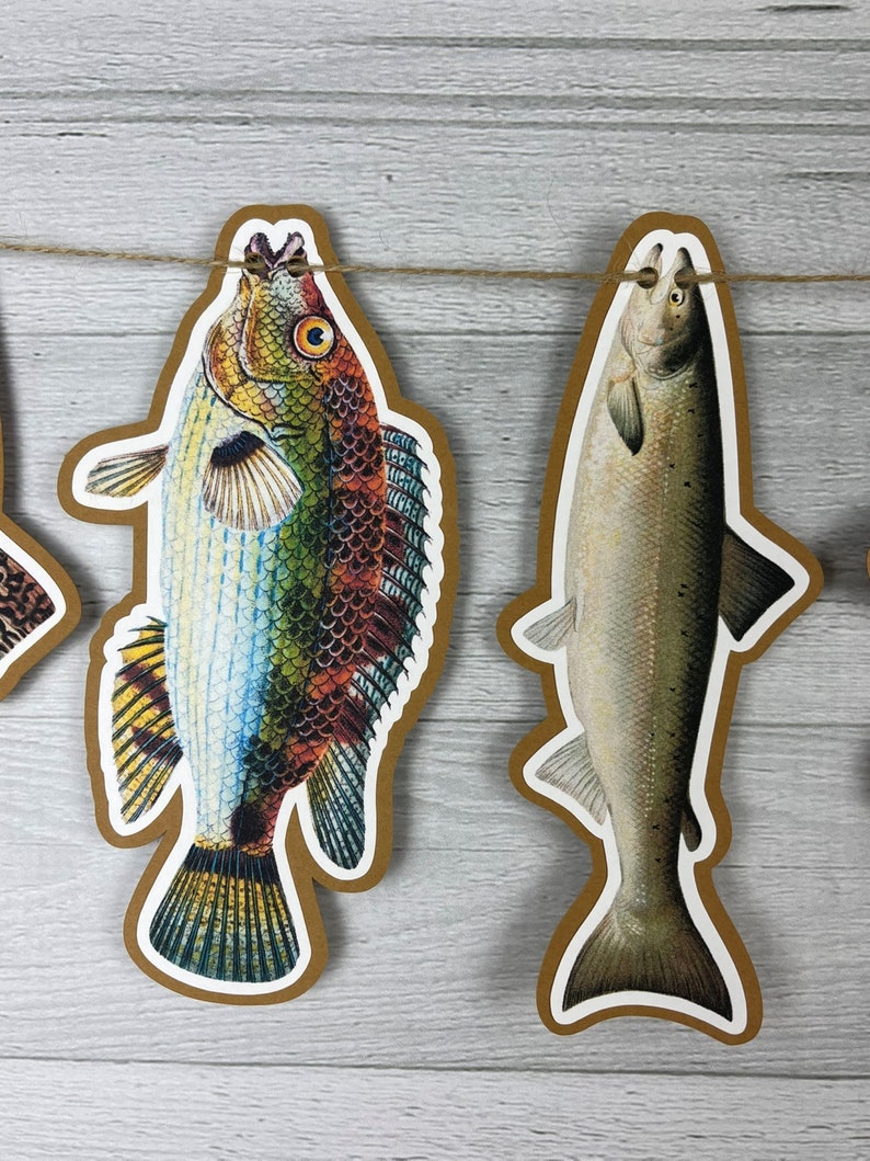 FISH Garland - Vintage Fish Garland - Realistic Fish Banner - Fishing ...