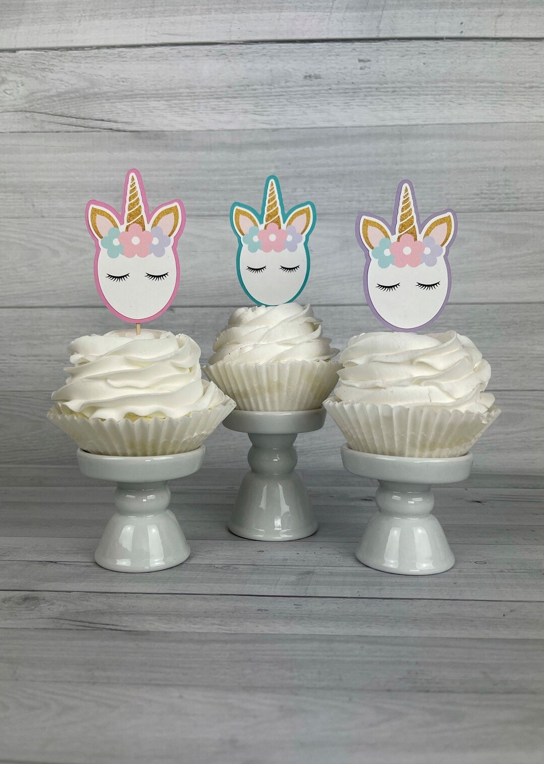 Unicorn Cupcake Toppers - Unicorn Face Toppers - Unicorn Birthday ...