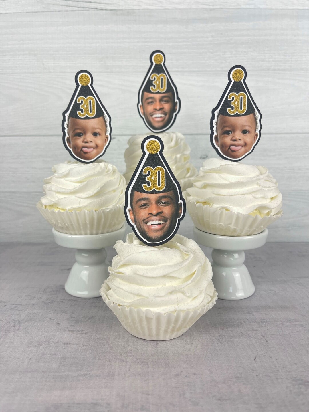 Custom Face Cupcake Toppers - 21st, 30th, 40th Party- Custom Photo ...