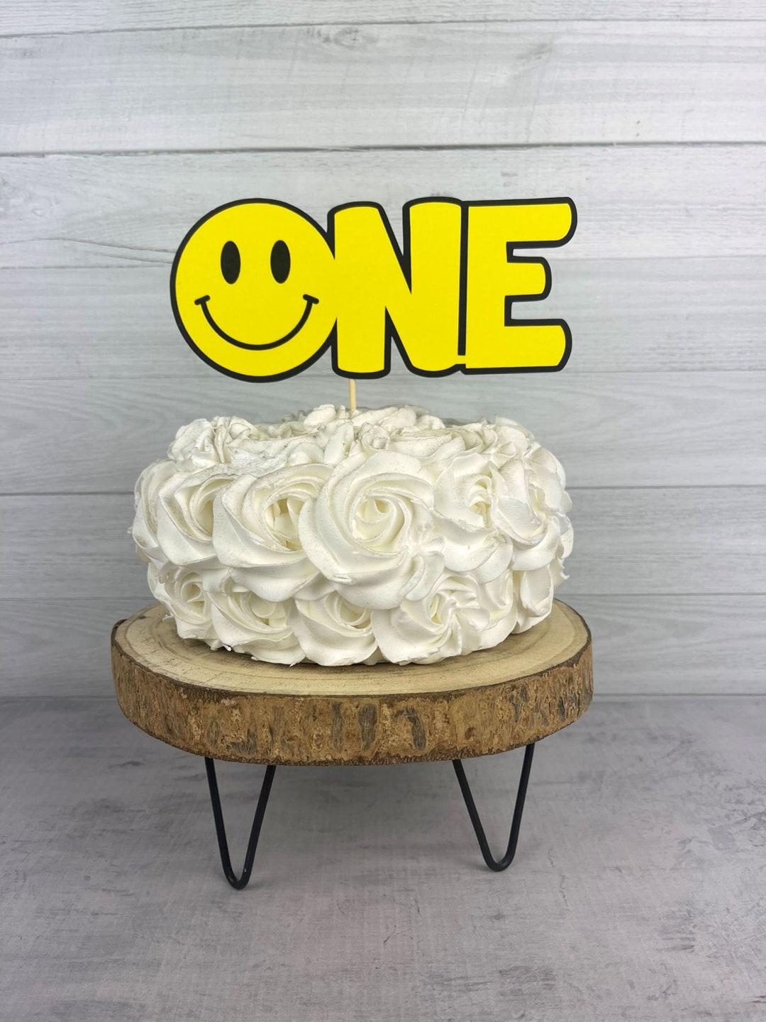 Smiley Face AGE Cake Topper - One Happy Dude Birthday - Two Happy ...