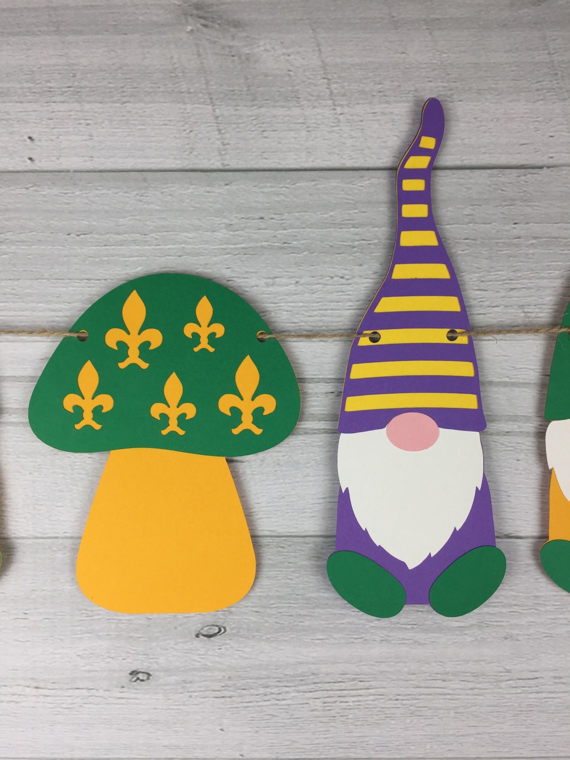 Gnome Garland - Mardi Gras Gnomes - Garden Gnomes - New Orleans Gnome ...