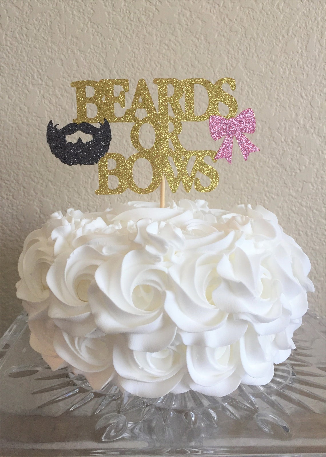 Beards or Bows Cake Topper Pink/black/gold Gender Reveal - Etsy