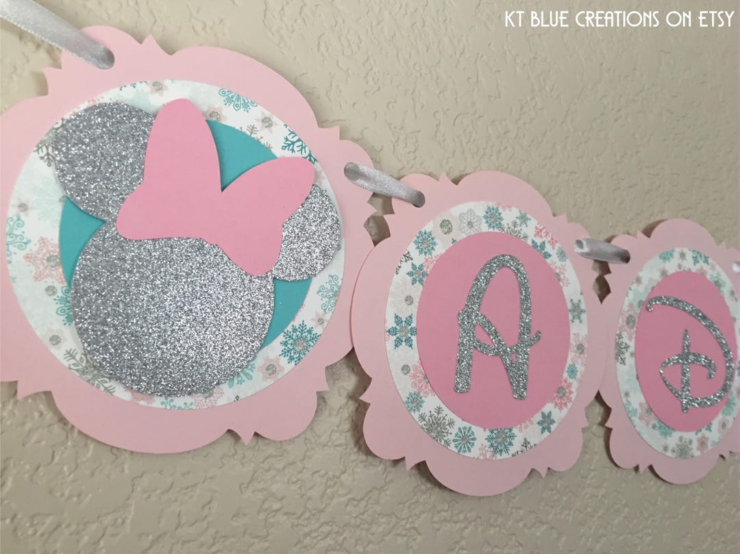 NAME Banner - Minnie Mouse Banner - Minnie Winter Wonderland Birthday ...