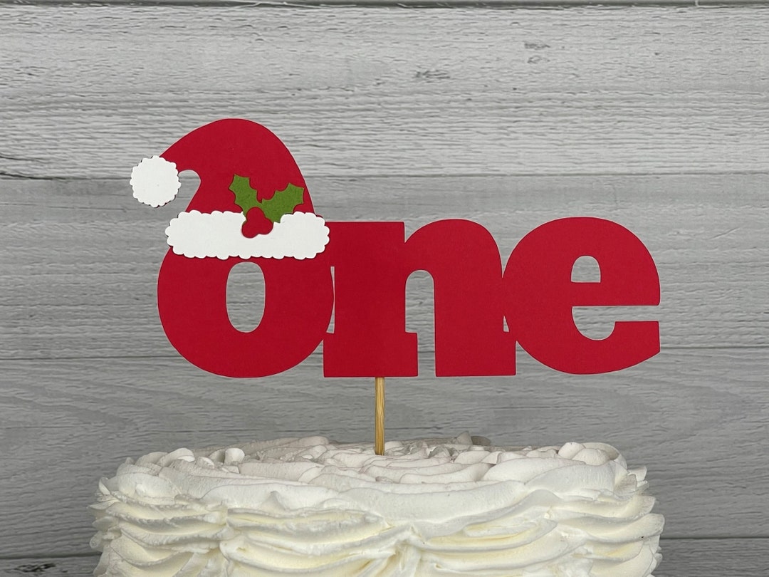 ONE Santa Hat Cake Topper - Age Cake Topper With Santa Hat - Christmas ...