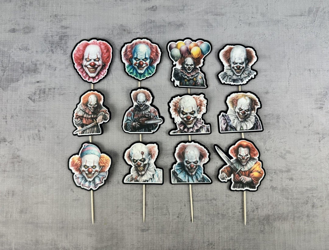 Creepy Circus Clown Cupcake Toppers - Bloody Clowns -horror Cupcake ...