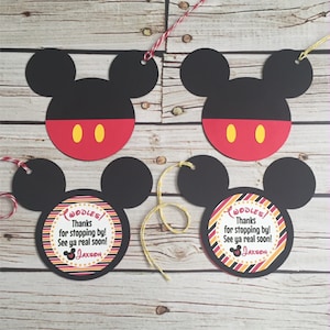 Mickey Birthday Favor Tags - Thank You Tags, Gift Tags - Personalized ...