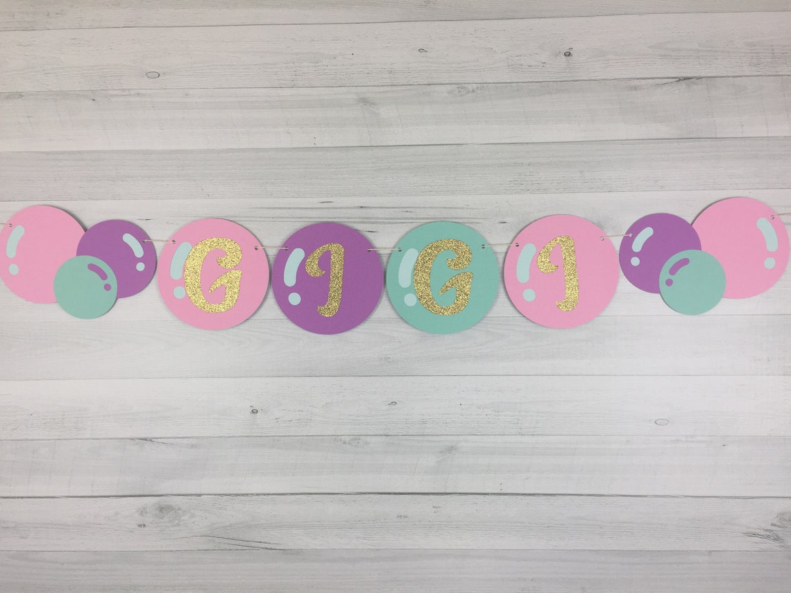 Bubbles NAME Banner - Bubble Birthday Banner- Cute Bubble Party ...