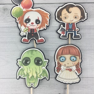 Horror Movie Cupcake Toppers SET 2 - Cute Horror Toppers - Halloween ...