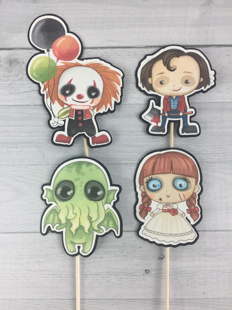 Horror Movie Cupcake Toppers SET 2 Cute Horror Toppers | Etsy