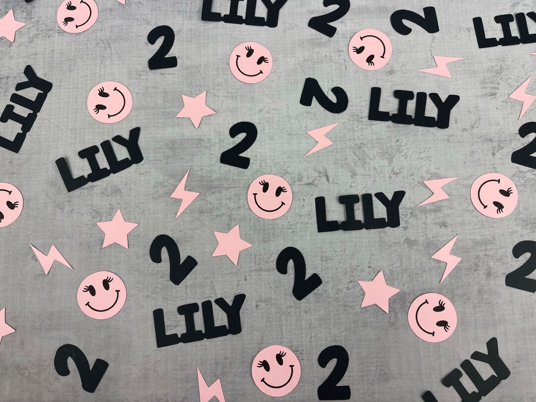 Smiley Face Girl Confetti - Personalized With Name & Age - One Happy ...