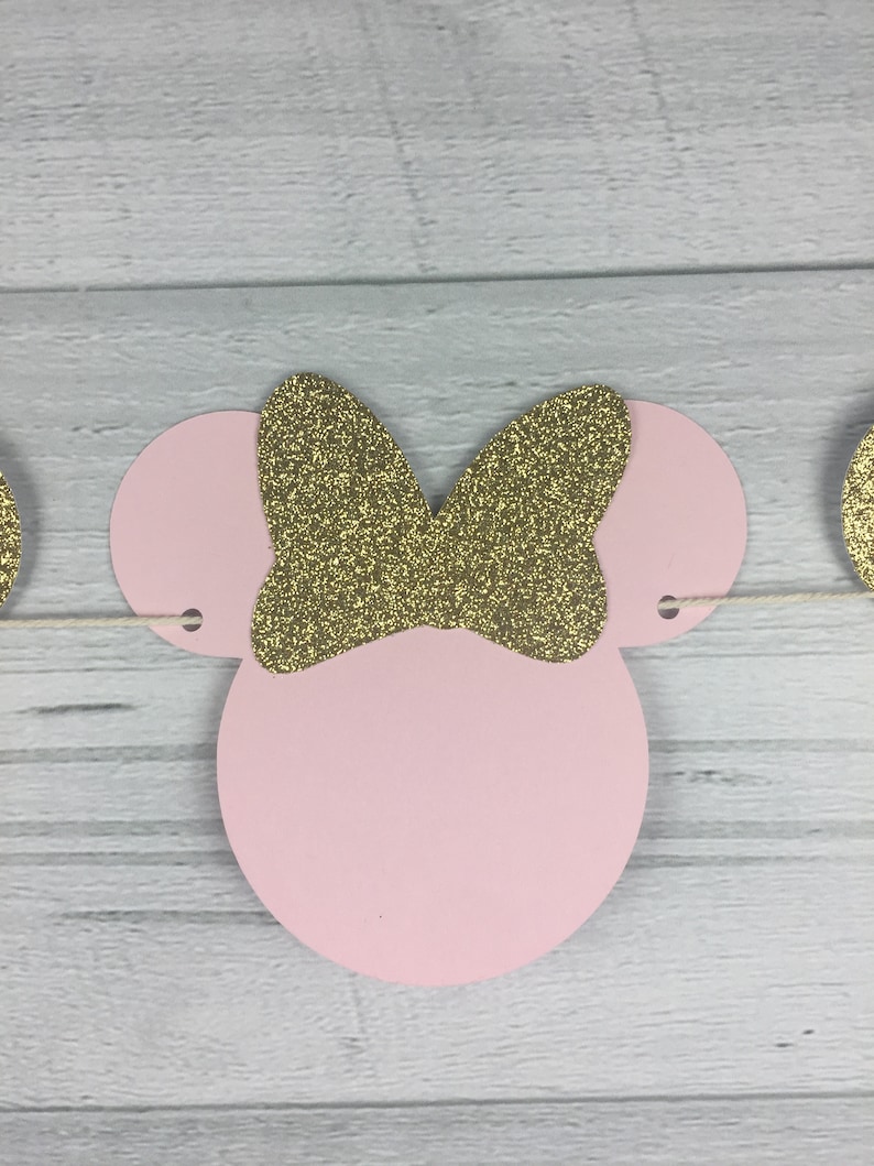Pink & Gold Glitter Minnie Mouse Garland Minnie Mouse | Etsy
