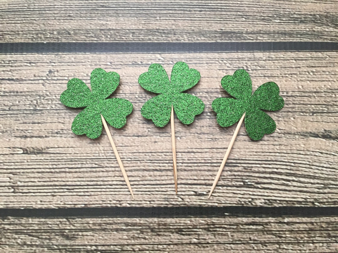 Clover Cupcake Toppers - St Patrick's Day Cupcake Toppers - Shamrock ...