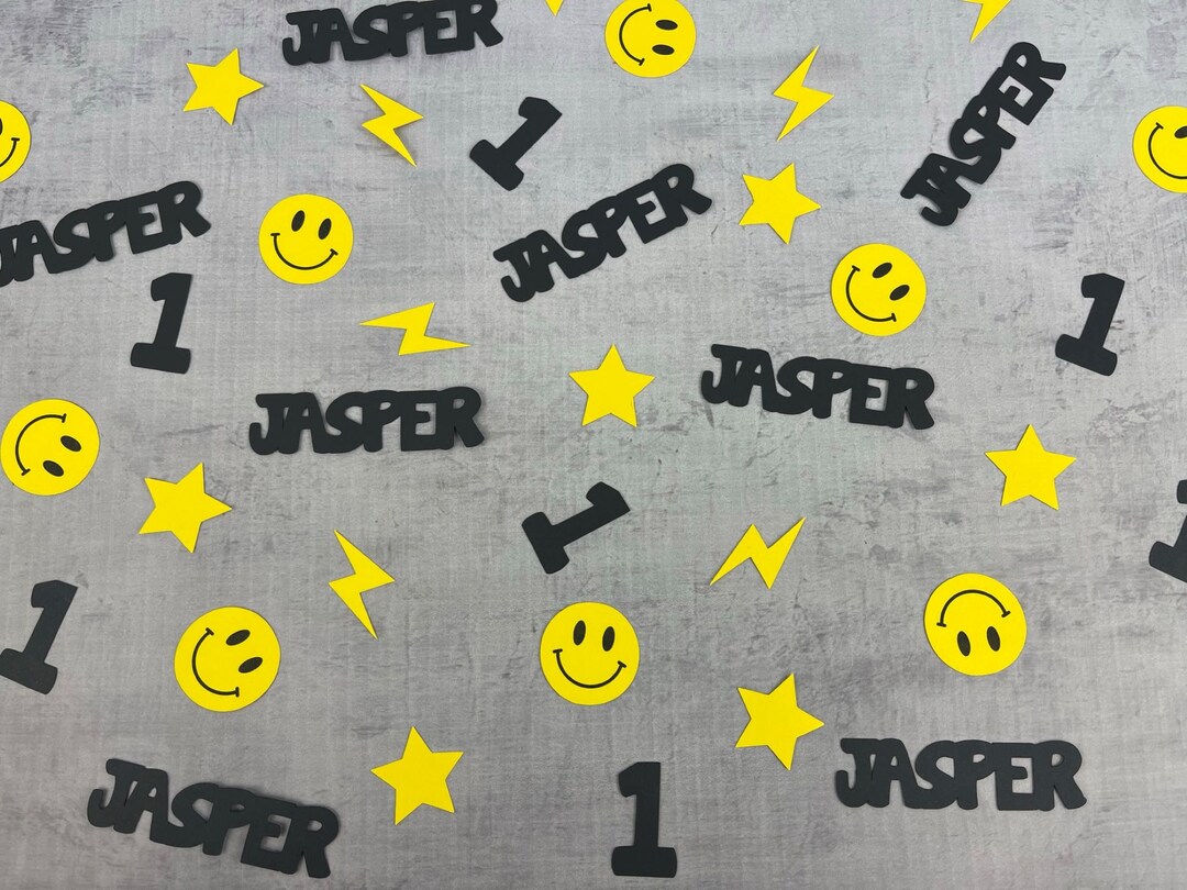 Smiley Face Confetti - Personalized With Name & Age - One Happy Dude ...