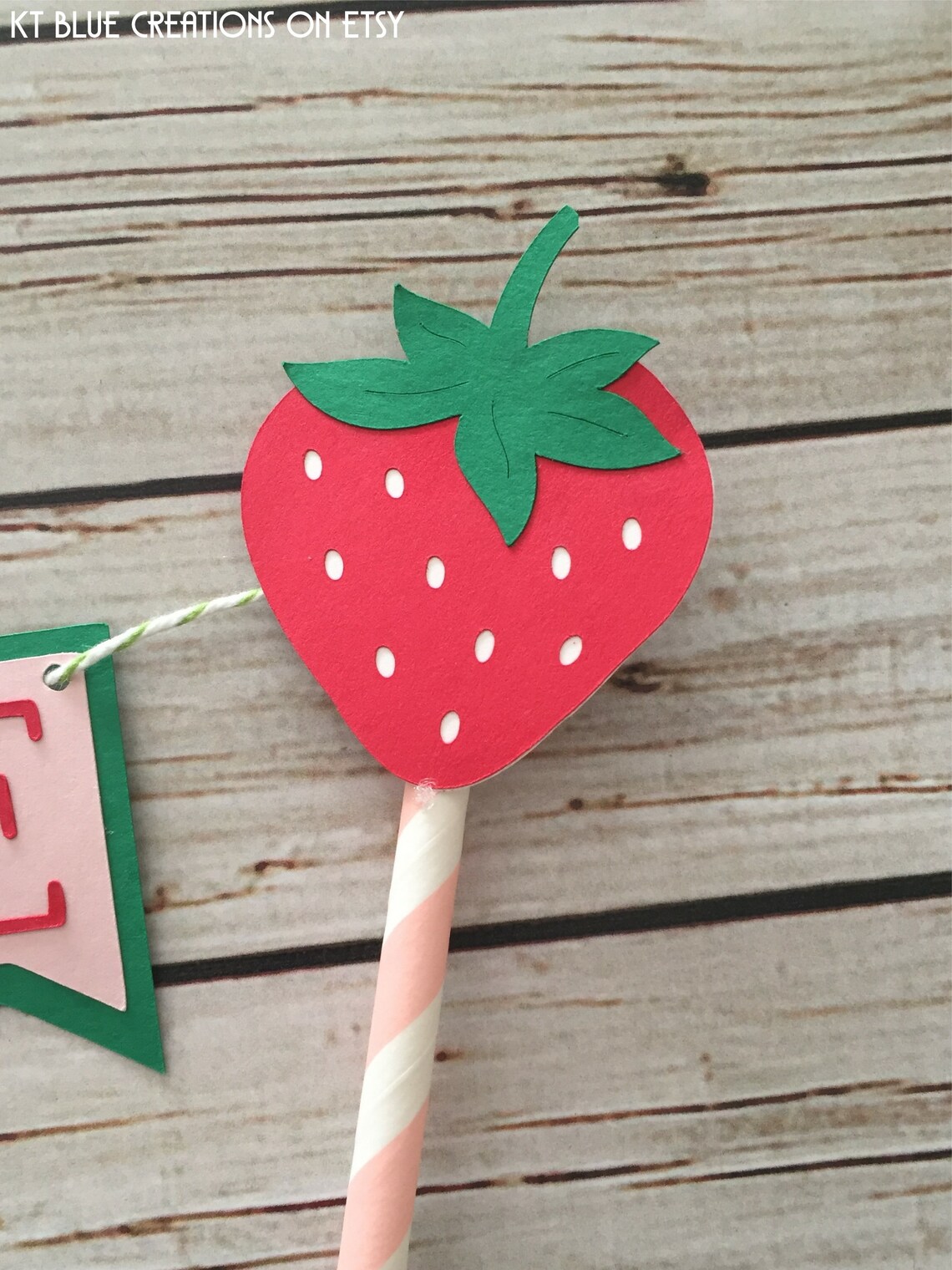 Strawberry Cake Topper Strawberry Bunting Cake Topper | Etsy
