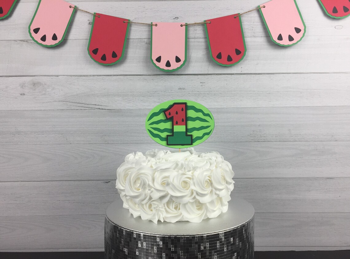 RED Watermelon Cake Topper Watermelon Age Topper One in A - Etsy