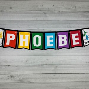 Rainbow Music Note NAME Banner - Kids Music Party - Rainbow Notes ...