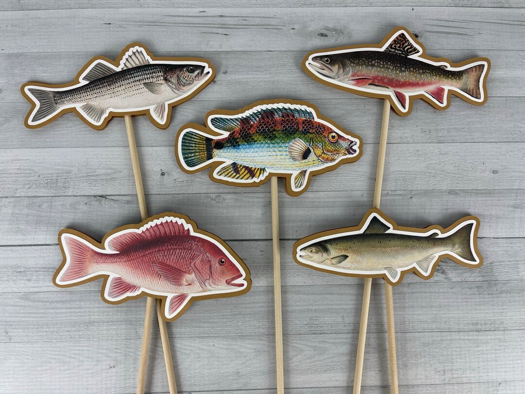 FISH Centerpieces - Vintage Fish - DOUBLE-SIDED - the Big One - Fishing ...