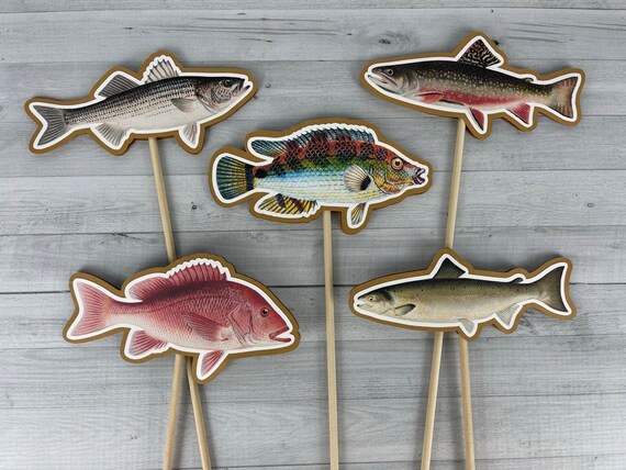 FISH Centerpieces - Vintage Fish - DOUBLE-SIDED - The Big One - Fishing ...