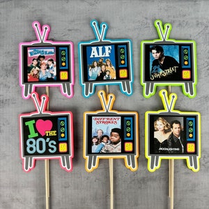 80's TV Shows Centerpieces - 1980's Party - Retro 80's Party - TV Shows ...