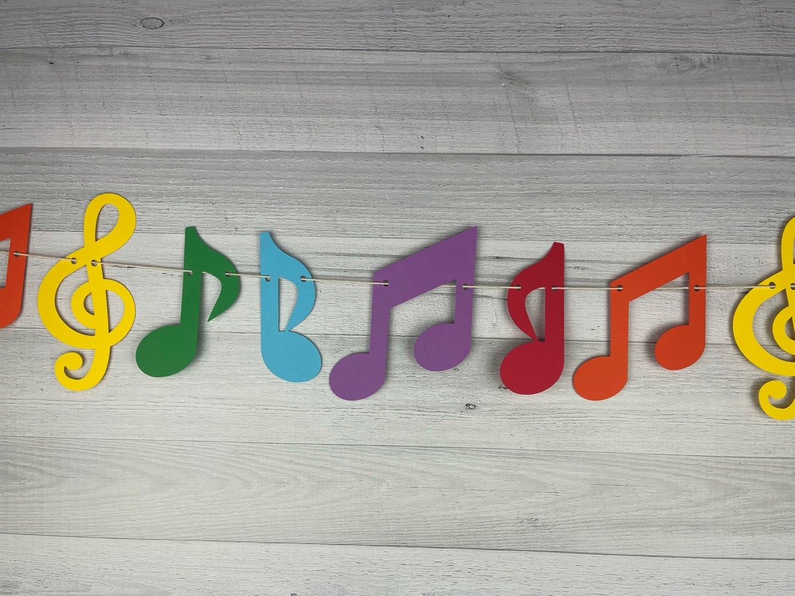 Rainbow Music Note Garland - Kids Music Party - Rainbow Notes Birthday ...