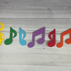 Rainbow Music Note Garland - Kids Music Party - Rainbow Notes Birthday ...