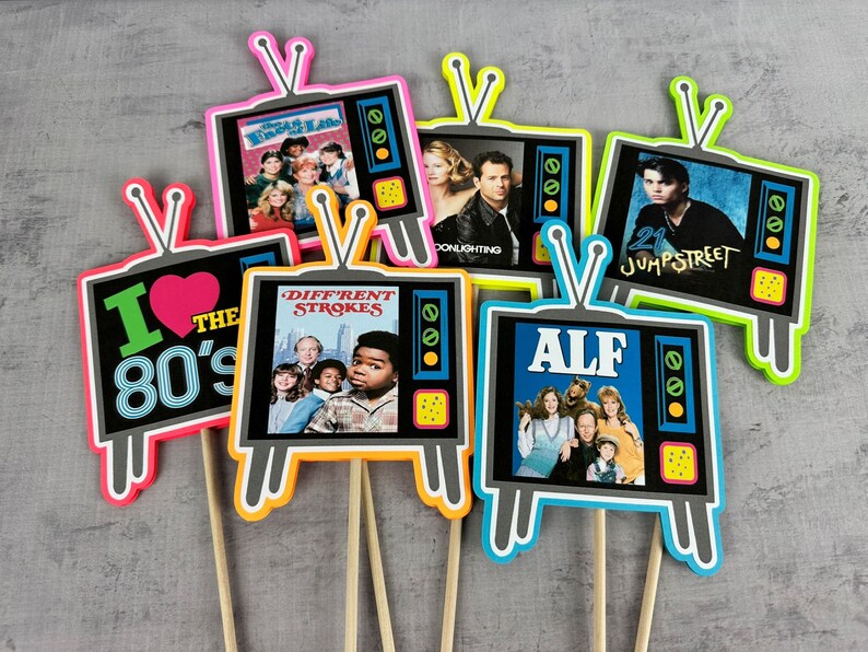 80's TV Shows Centerpieces - 1980's Party - Retro 80's Party - TV Shows ...