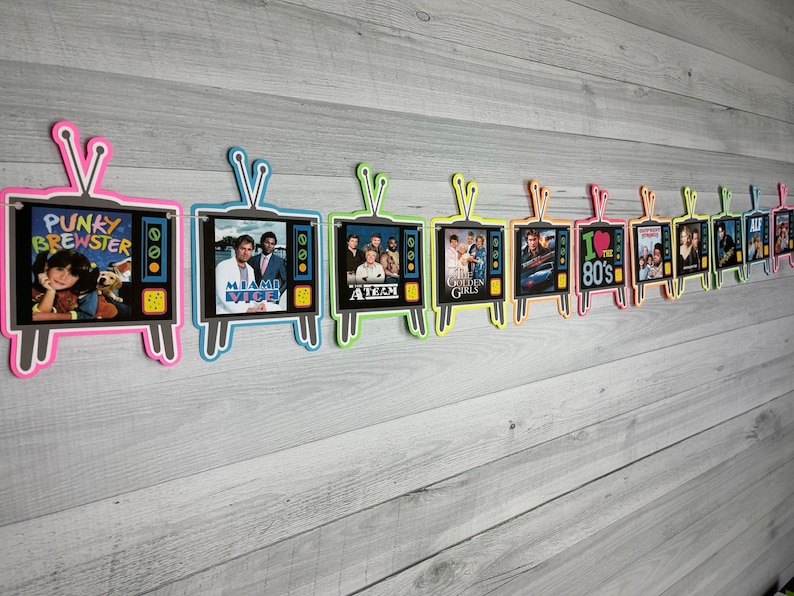 80s TV Shows Garland - 1980s Party Banner - Retro 80s Party -popular ...