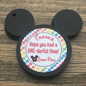 Mickey Mouse FIRST BIRTHDAY Favor Tags, Thank You Tags, Gift Tags ...